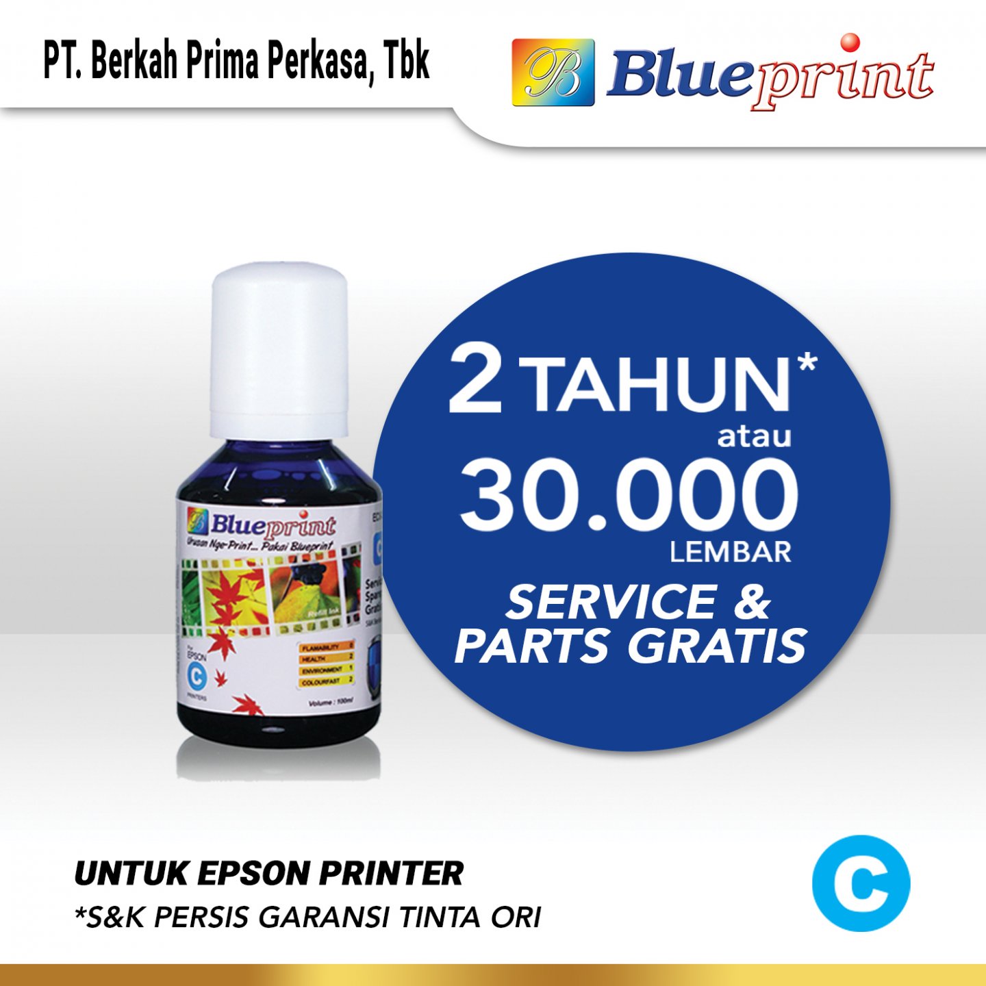 Tinta Epson 003 BLUEPRINT Refill For Printer Epson 100ml - Biru | Tinta ...