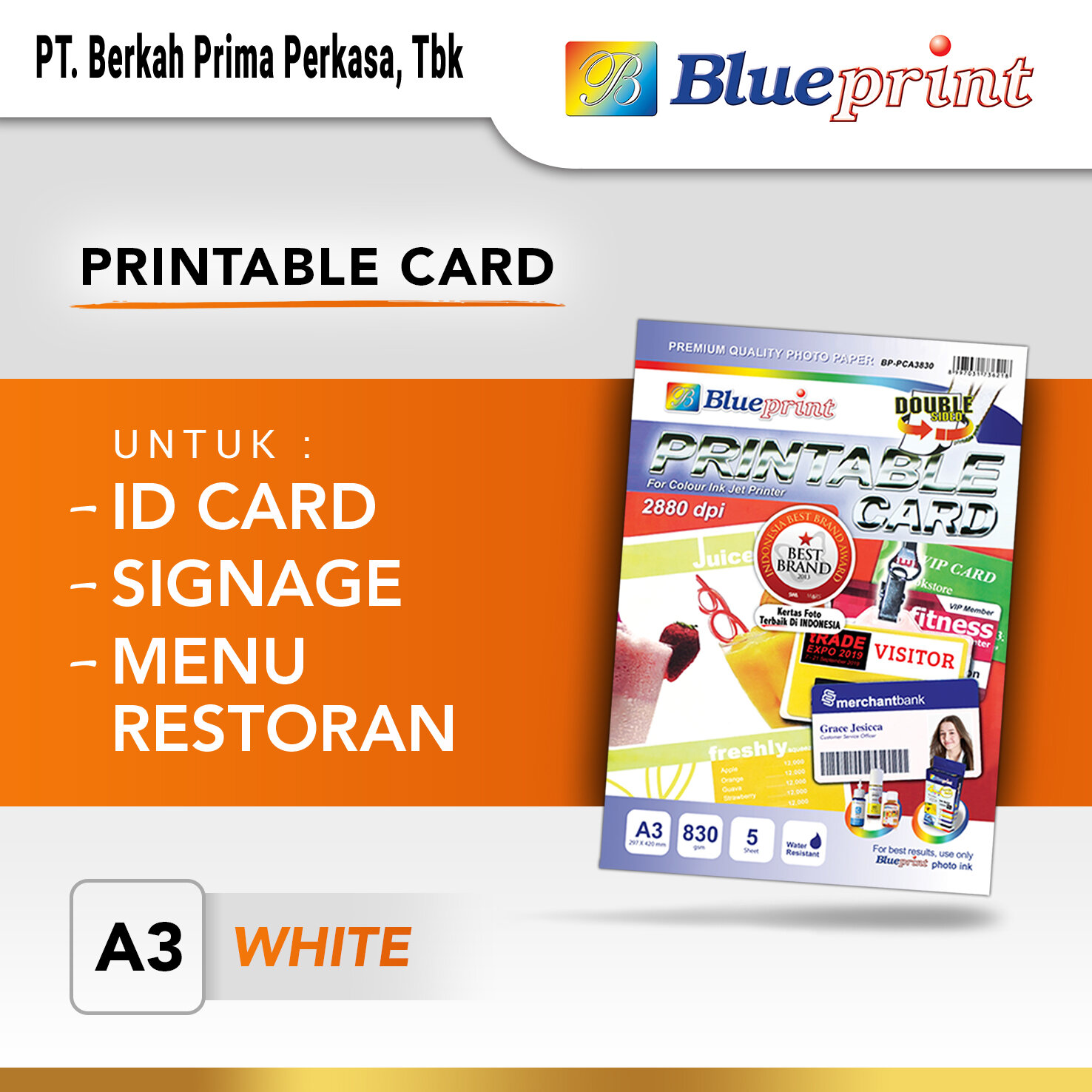 Kertas PVC ID Card BLUEPRINT Printable Card White Double Side 830 Kertas PVC ID Card BLUEPRINT Printable Card White Double Side 830