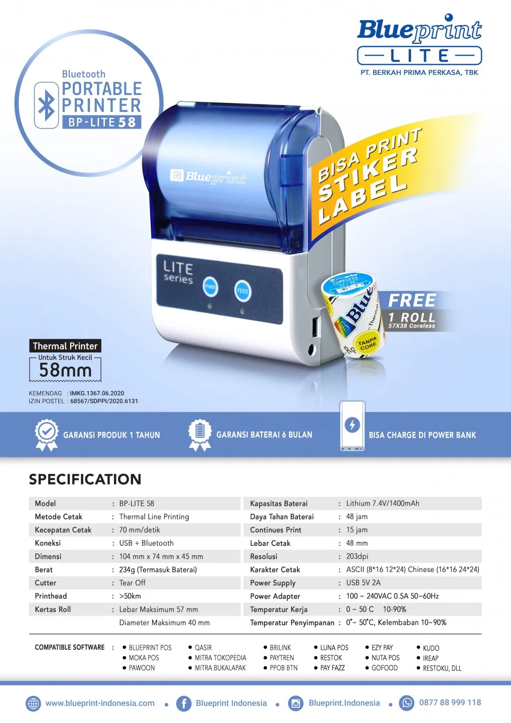 Printer Thermal Portable Bluetooth BLUEPRINT BP-LITE58 | Berita ...