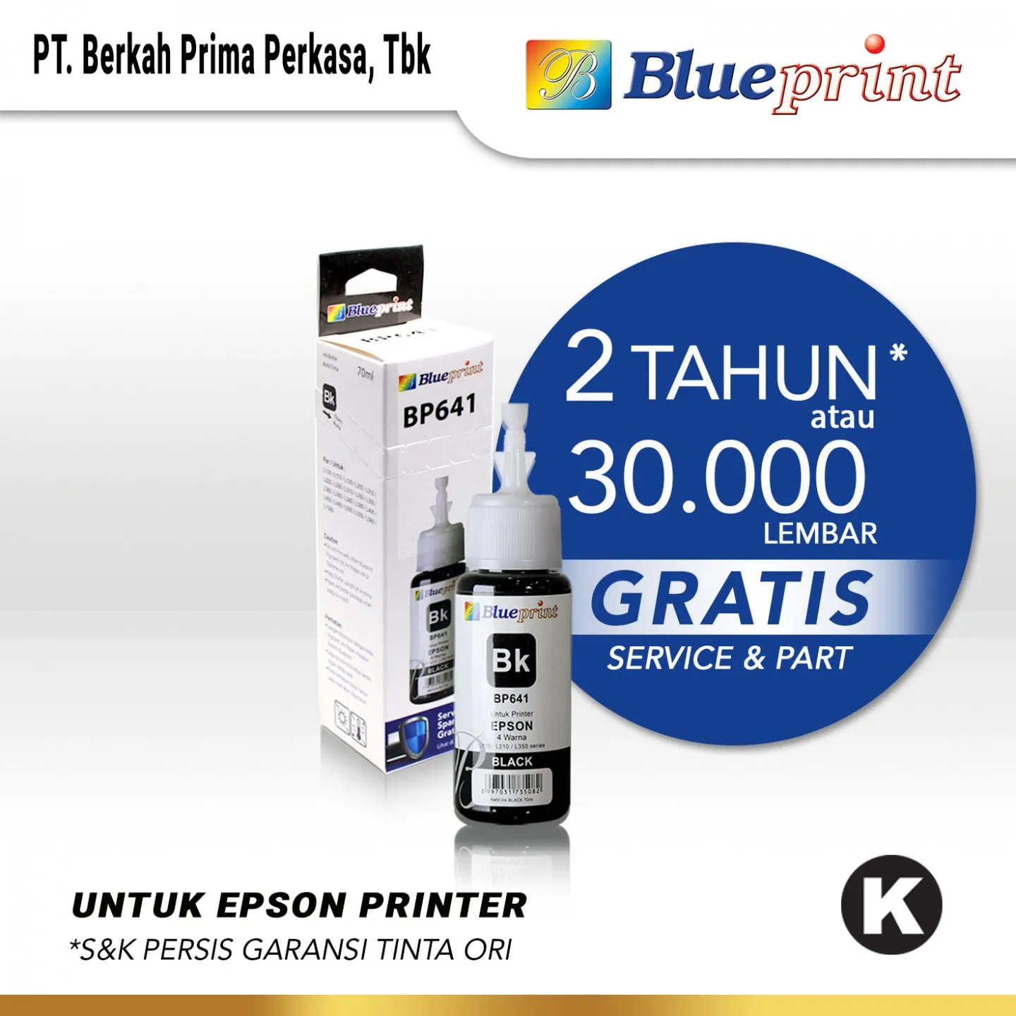 Tinta Epson BLUEPRINT Refill 641 For Printer Epson 70ml - Hitam | Tinta Epson | Blueprint Indonesia