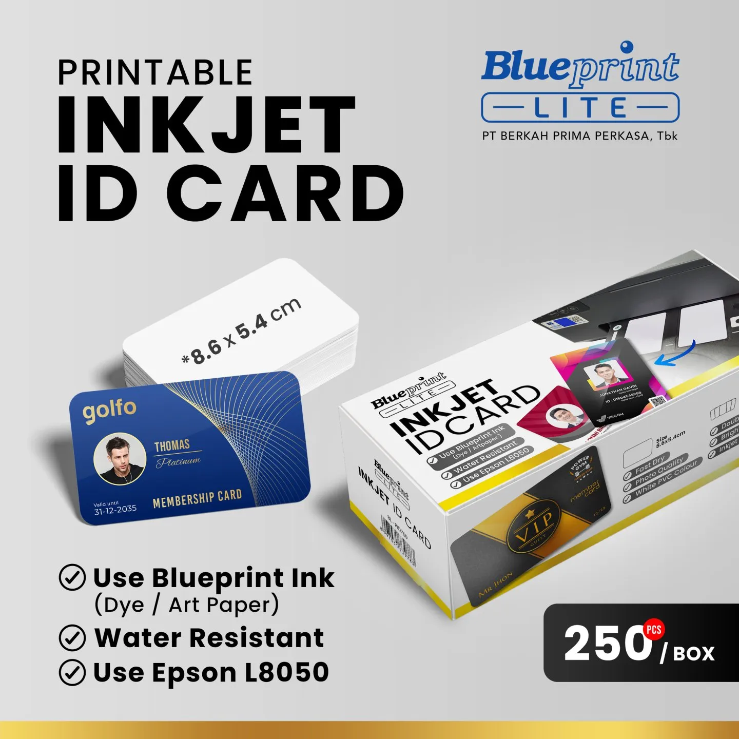 Kartu printable inkjet Id card blueprint 8.6 x 5.4 Cm 760 micron print ...