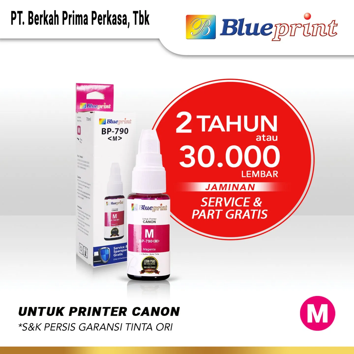 Tinta Canon BLUEPRINT Refill For Printer Canon 70ml Magenta - Merah ...