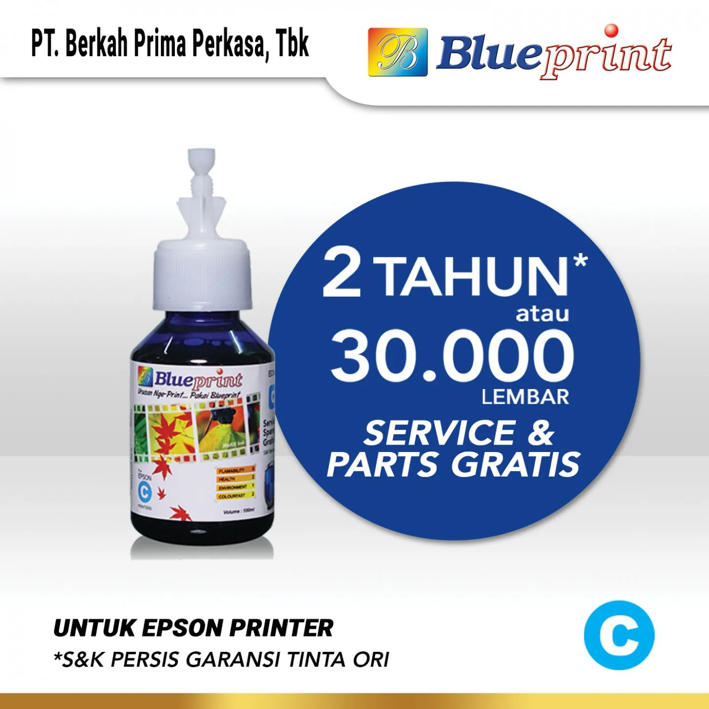 Tinta Epson BLUEPRINT Refill For Printer Epson 100ml - Cyan CP | Tinta ...