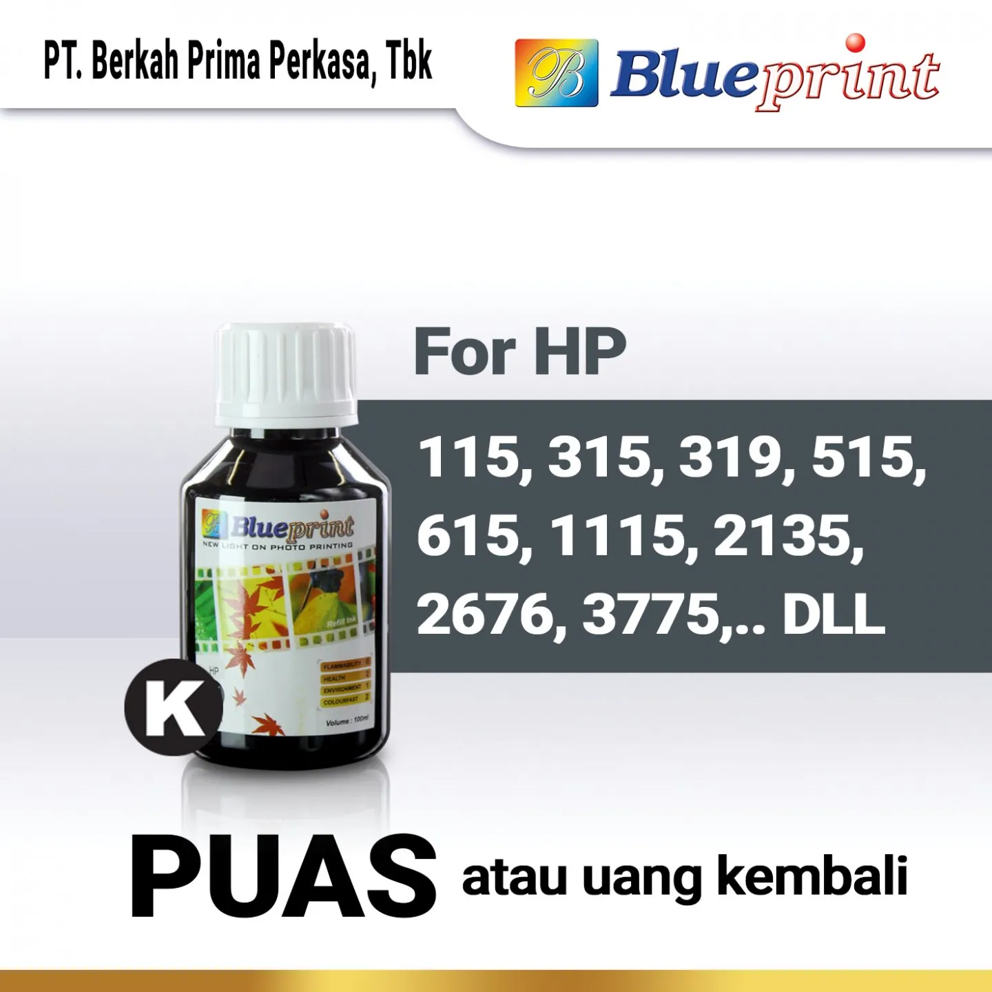 Tinta HP BLUEPRINT Refill For Printer HP 100ml - Hitam | Tinta HP ...