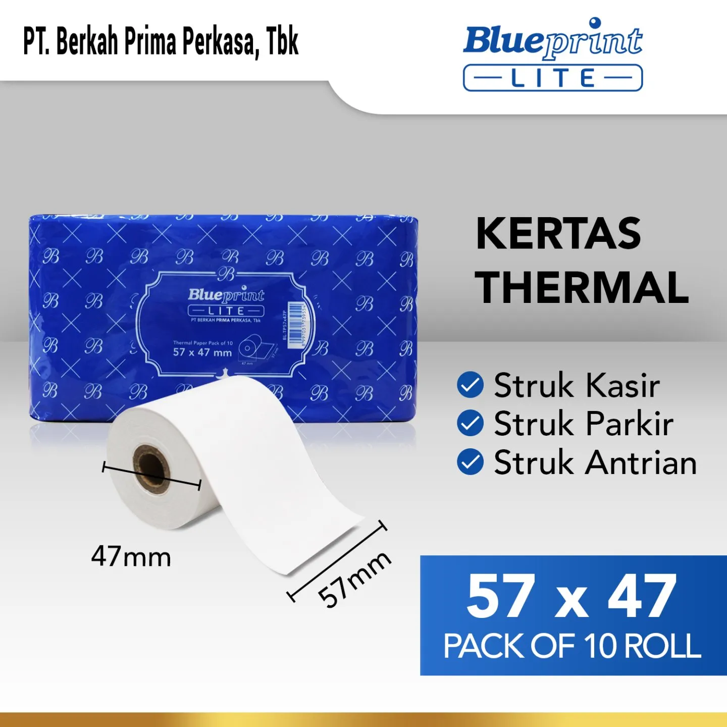 KERTAS THERMAL BLUEPRINT LITE 57x47 mm, 57 x 47 mm - 1 Pack | Kertas ...