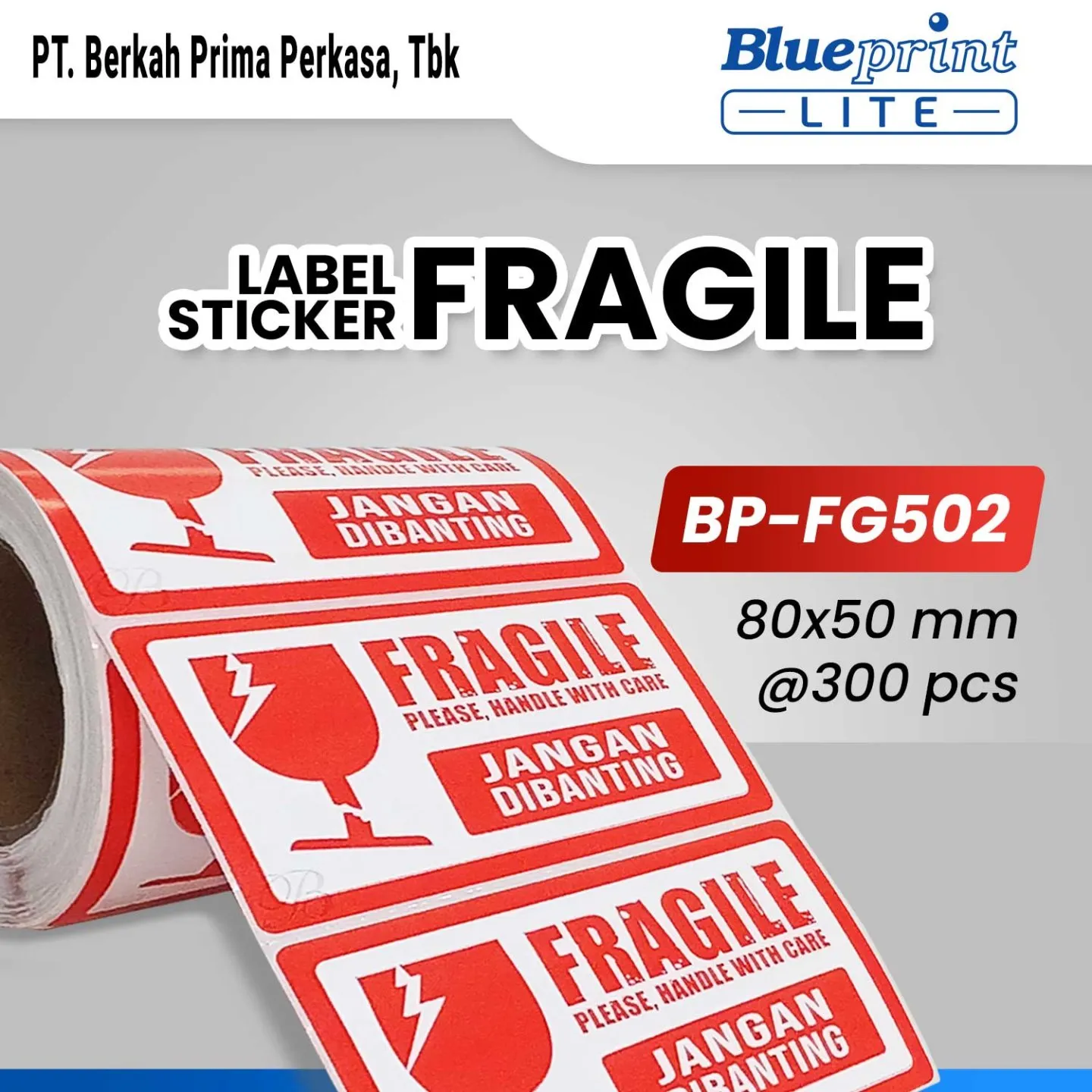 Sticker Label Fragile Jangan dibanting 80x50 BLUEPRINT FG502 isi 300 ...