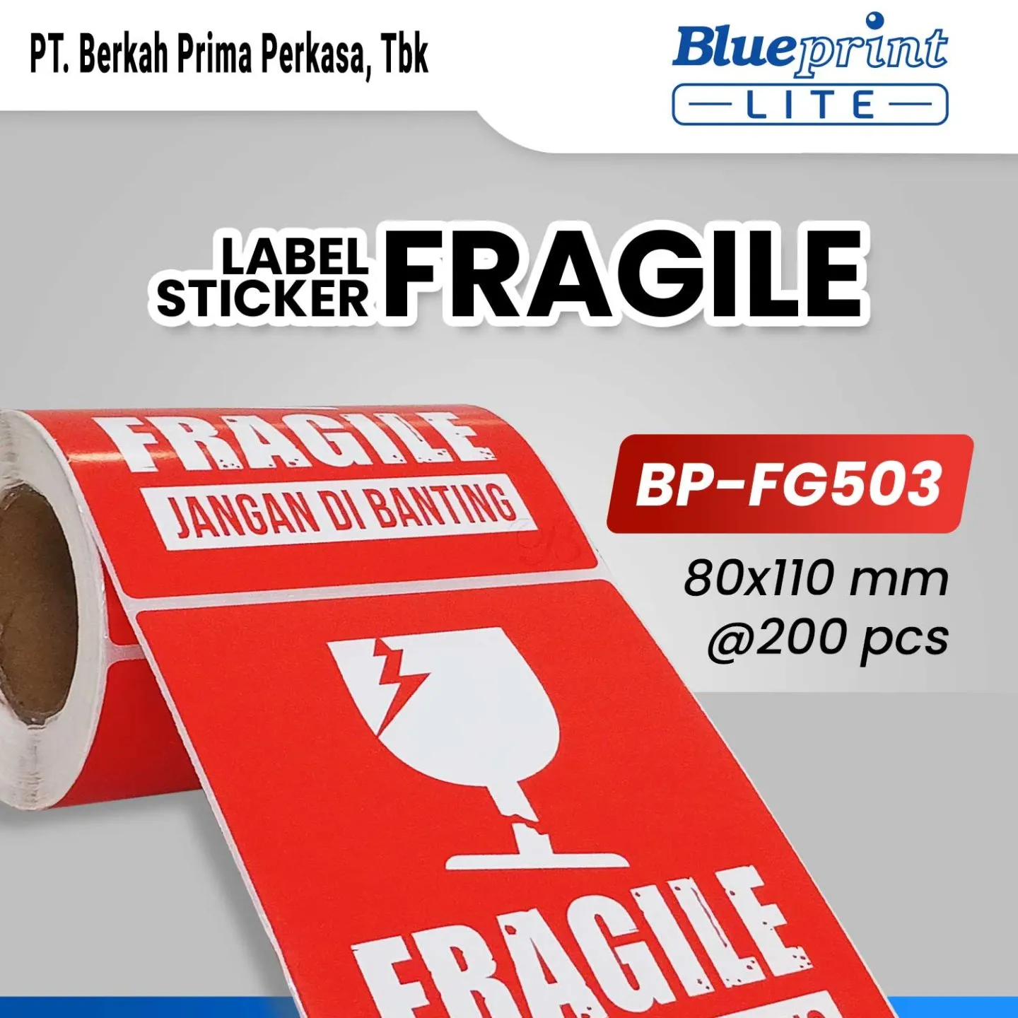 Label Stiker Fragile Jangan dibanting 80x110 BLUEPRINT FG503 isi 200 ...