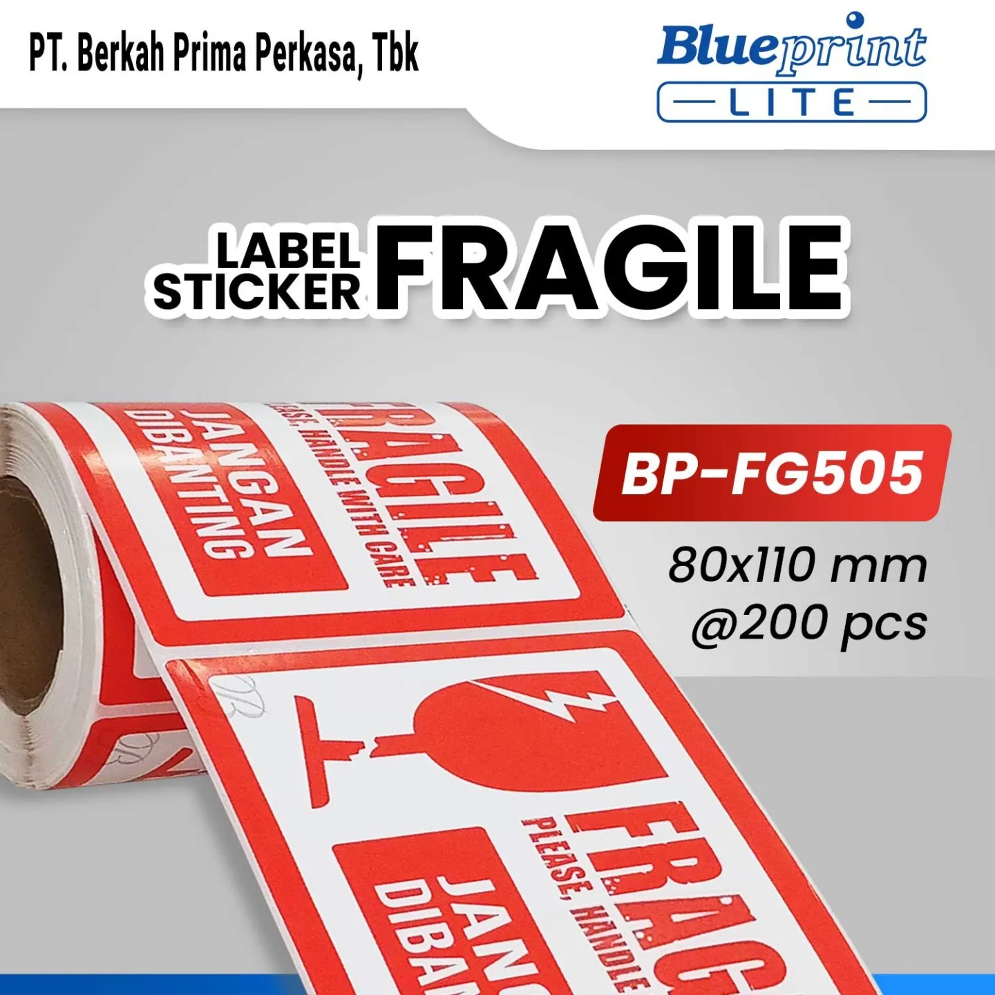 Label Stiker Fragile Jangan dibanting 80x110 BLUEPRINT FG505 isi 200 ...