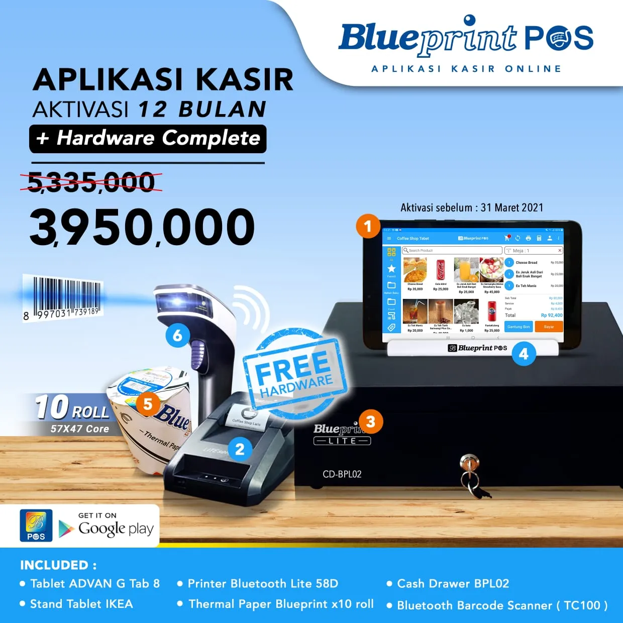 Promo Termurah Paket Usaha/Aplikasi Kasir BLUEPRINT POS 1 Thn Free Hardware Komplit | Paket ...
