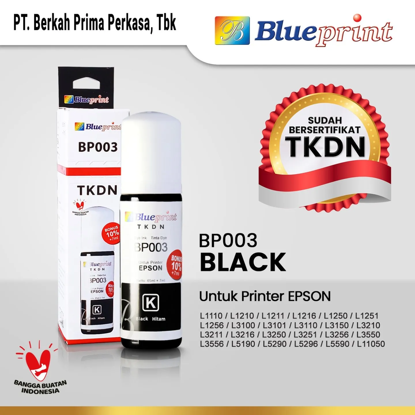 Tinta Epson 003 BLUEPRINT TKDN For Printer Epson 72ml Black - Hitam ...