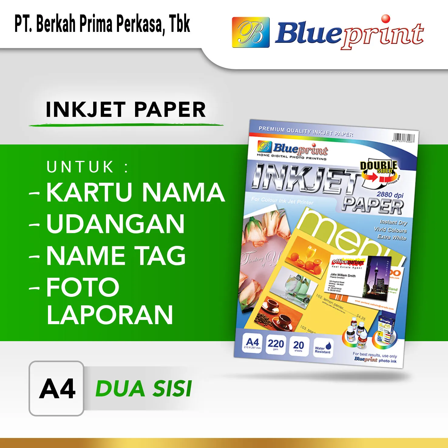 Kertas Inkjet / Inkjet Double Sided Paper BLUEPRINT A4 220 gsm | Kertas ...