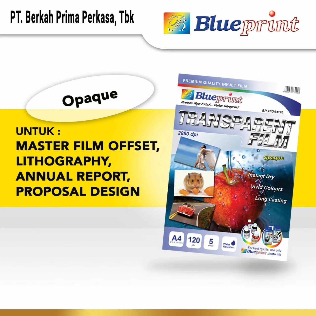 Kertas Film Transparan / Transparent Film ( Opaque ) BLUEPRINT A4 ...