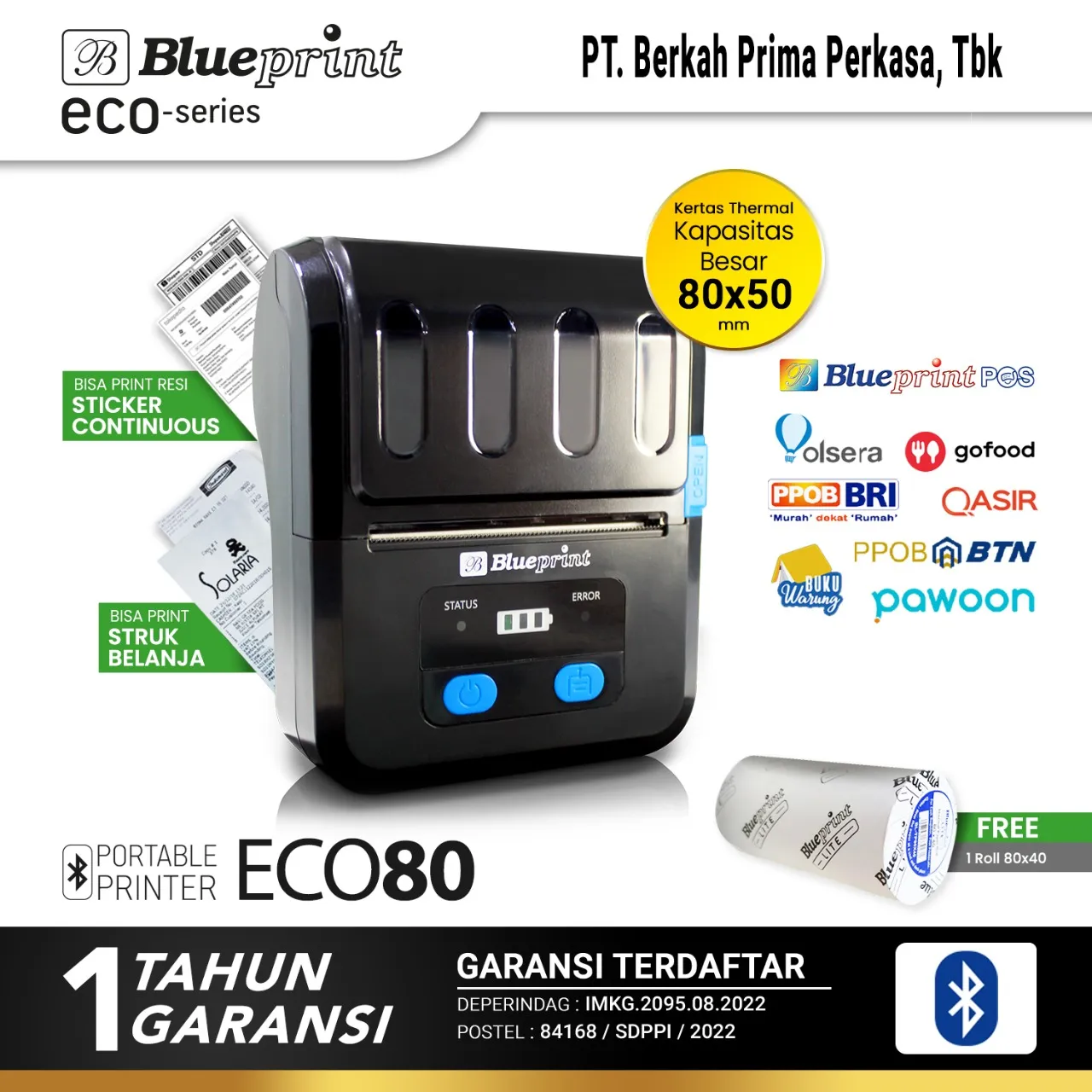 Printer Portable Thermal 80 BLUEPRINT ECO80 USB + Bluetooth | Printer ...