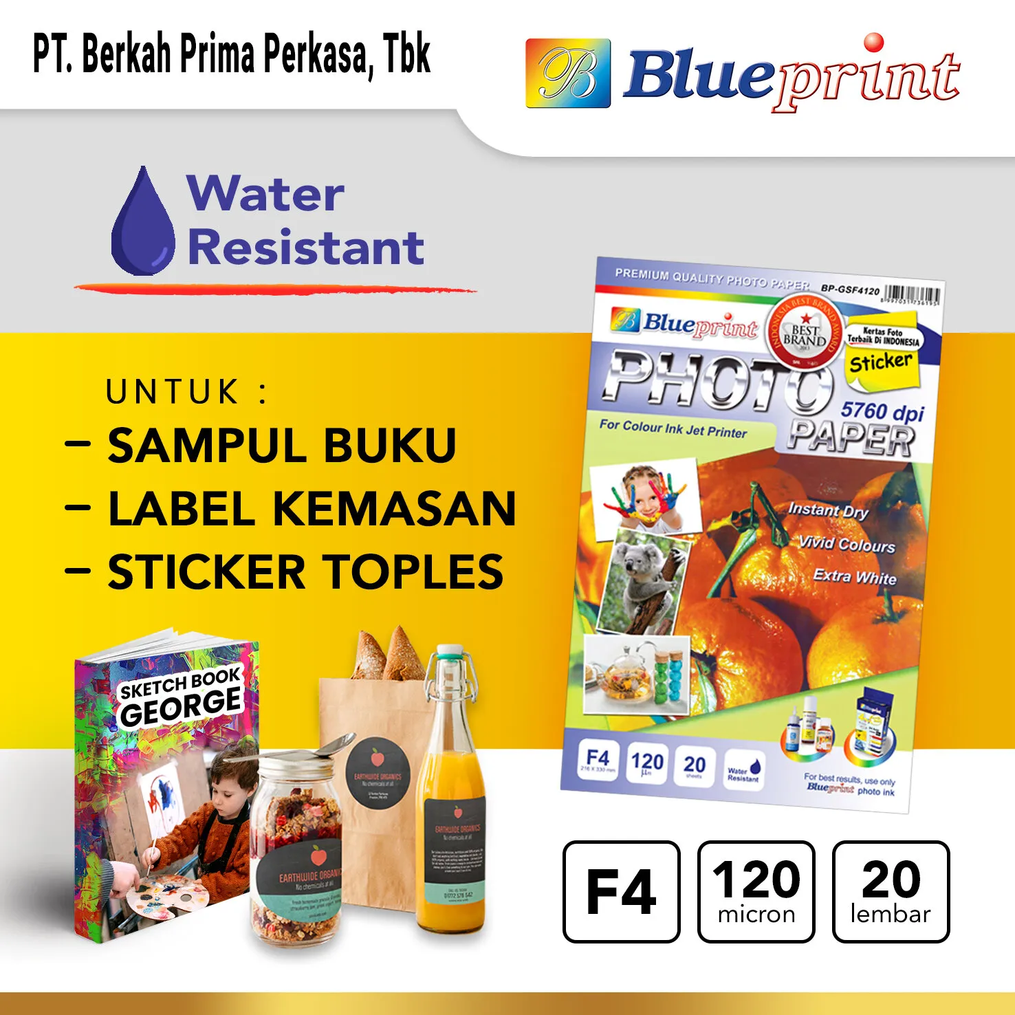 Kertas Sticker / Sticker Paper BLUEPRINT F4 120 gsm | Kertas Stiker ...