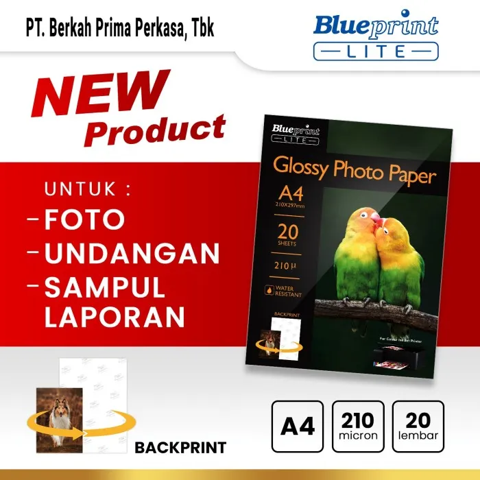 Kertas Foto Glossy Photo Paper BLUEPRINT Lite A4 10R 210 Micron - B | Kertas Foto | Blueprint ...